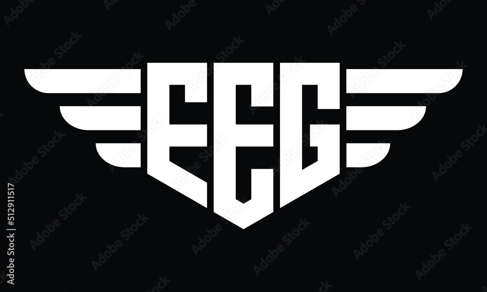 EEG three letter logo, creative wings shape logo design vector template ...