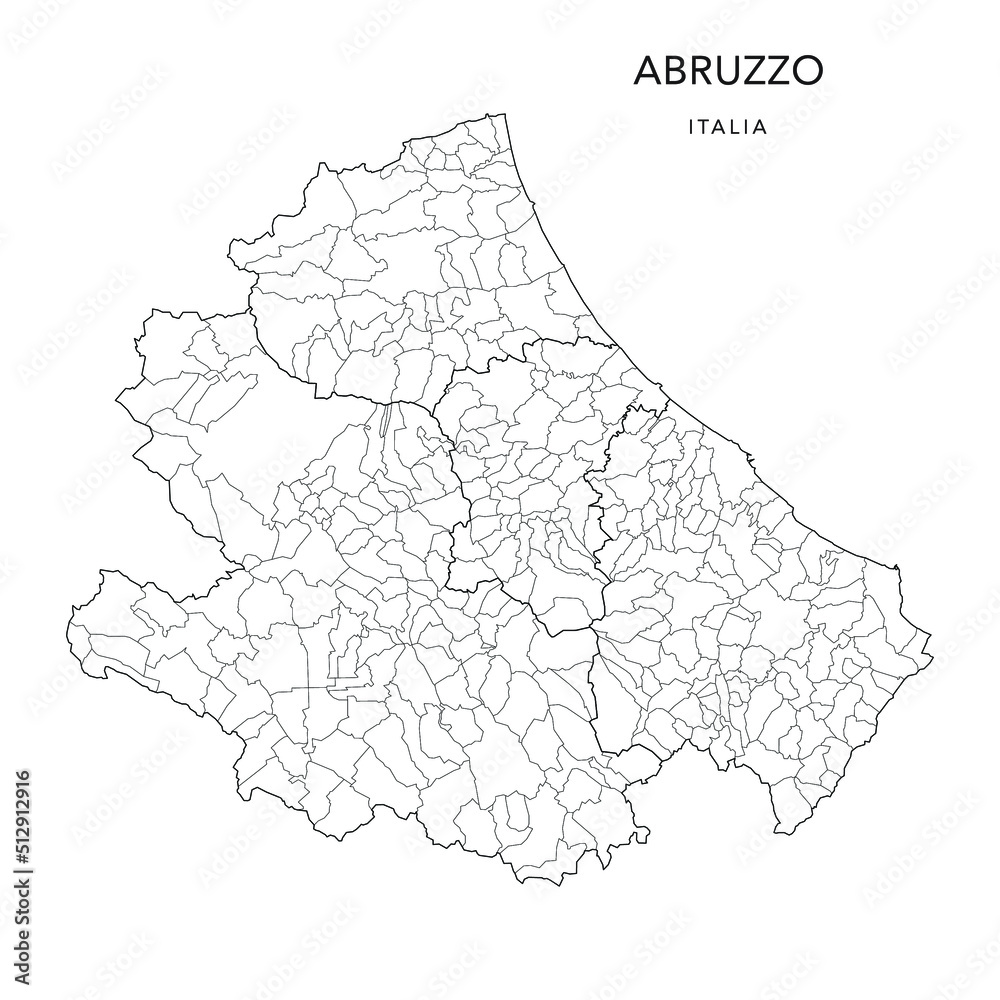 Vector Map of the Geopolitical Subdivisions of the Region of Abruzzo ...