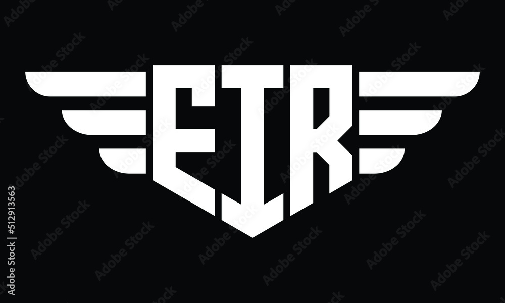 EIR three letter logo, creative wings shape logo design vector template ...