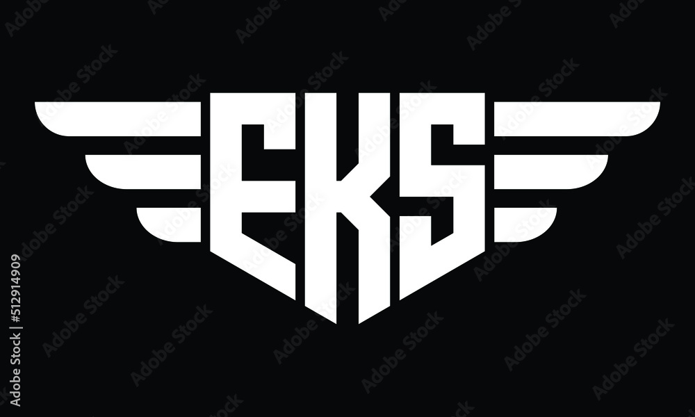 EKS three letter logo, creative wings shape logo design vector template ...