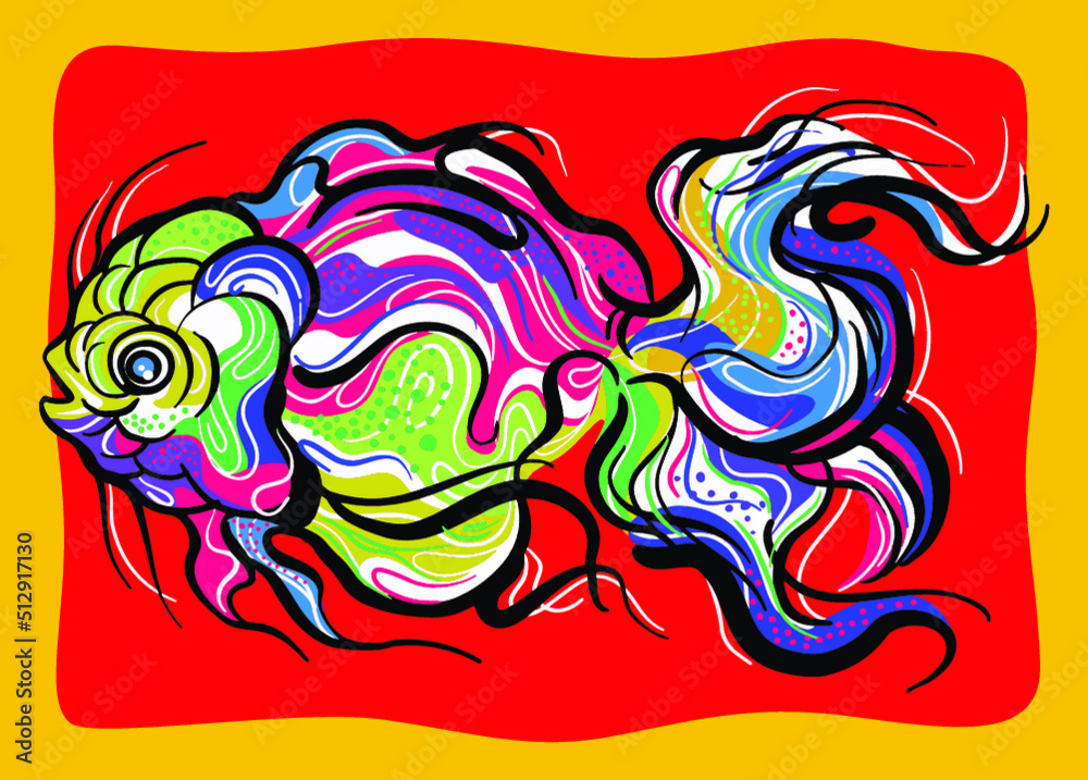 Fish koki brush drawing vector illustration Stock Vector | Adobe Stock