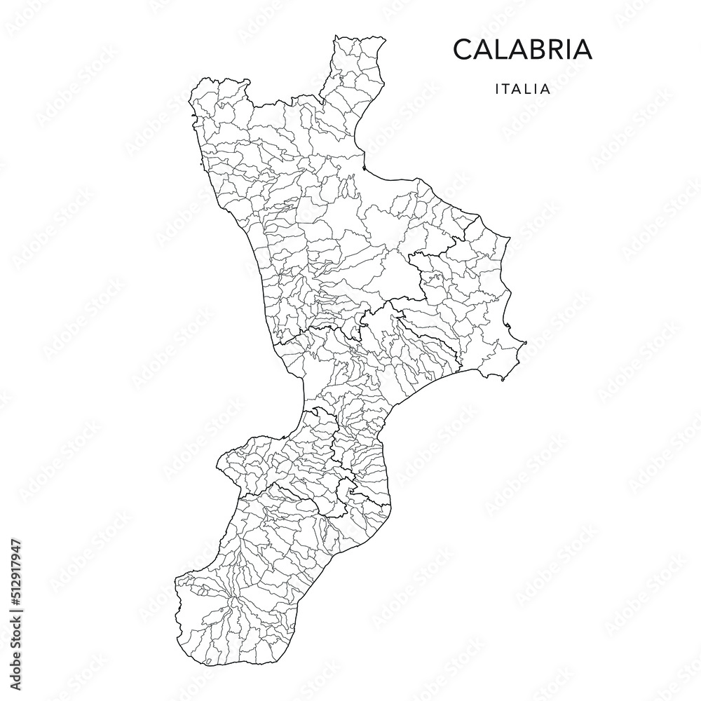 Vector Map of the Geopolitical Subdivisions of the Region of Calabria with Provinces and ...