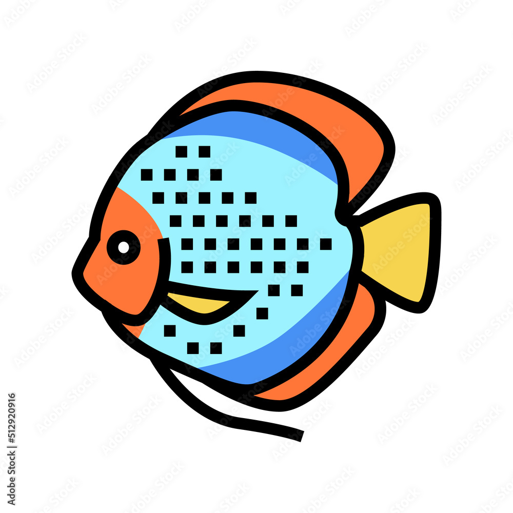 discus fish color icon vector. discus fish sign. isolated symbol ...