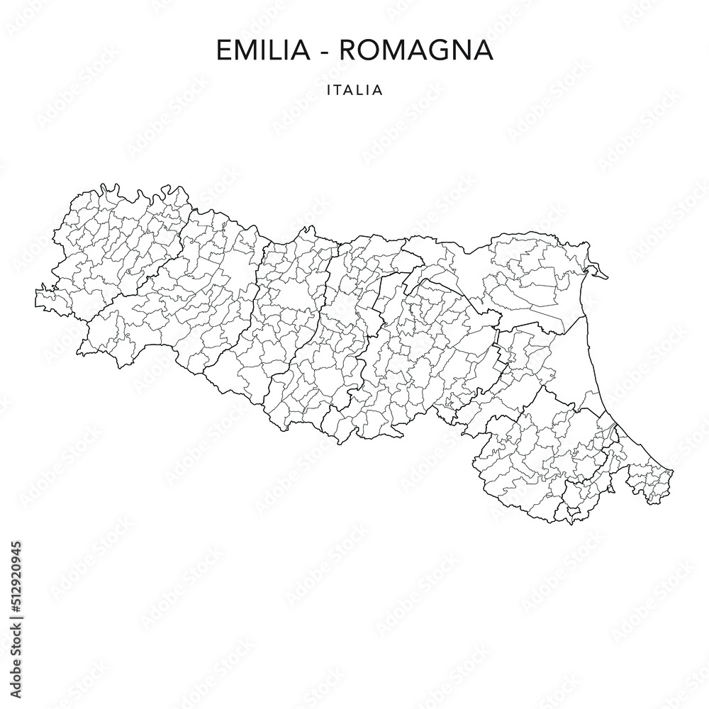 Vector Map of the Geopolitical Subdivisions of the Region of Emilia ...