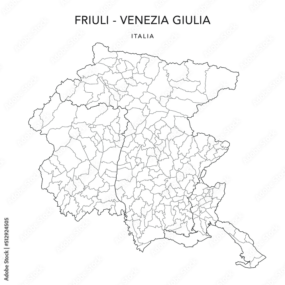 Vector Map of the Geopolitical Subdivisions of the Region of Friuli ...
