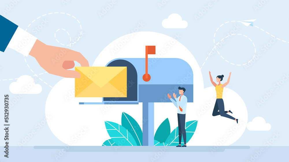 Mailbox with letter in envelope. Letterbox. Business correspondence ...