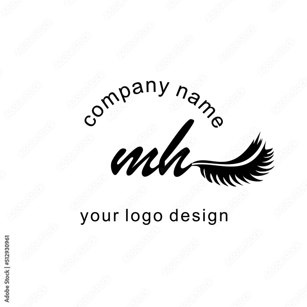 initial MH logo handwriting beauty fashion modern luxury letter makeup ...