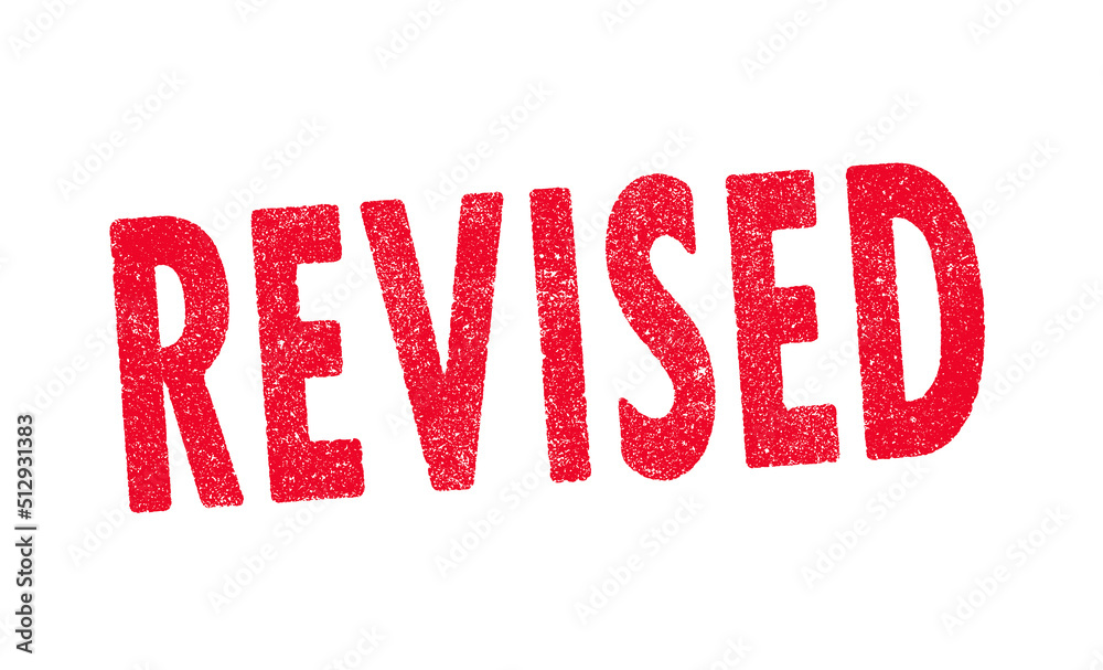 Vector illustration of the word Revised in red ink stamp Stock Vector ...