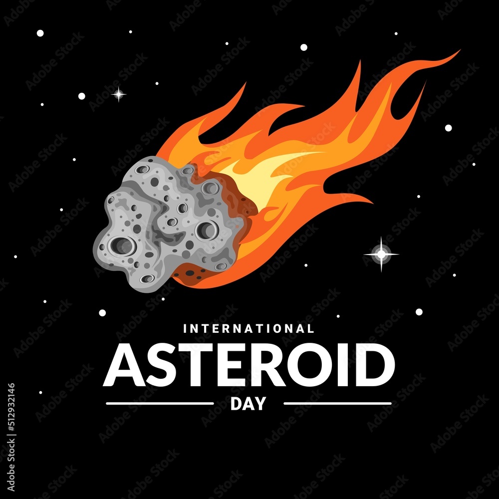 Vector illustration of an asteroid streaking through space, with earth ...