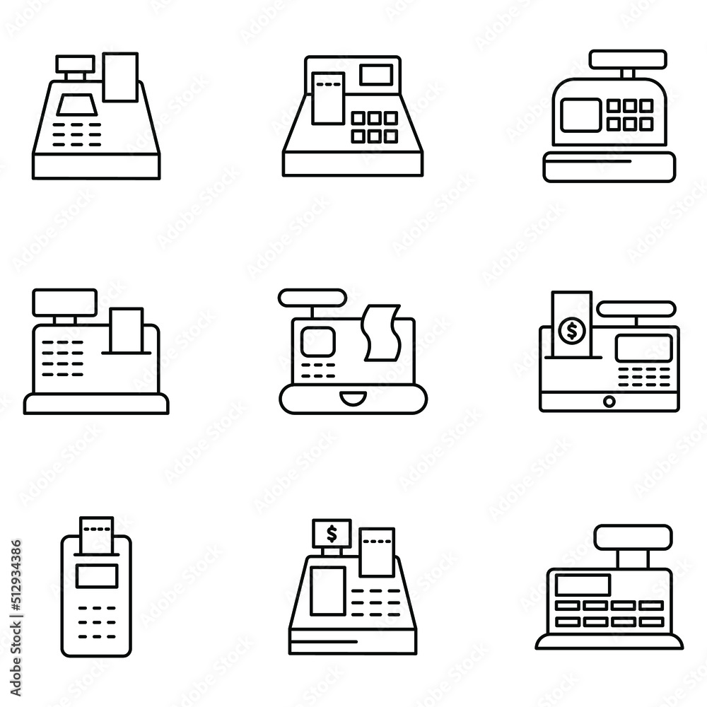 cash register icons set . cash register pack symbol vector elements for ...