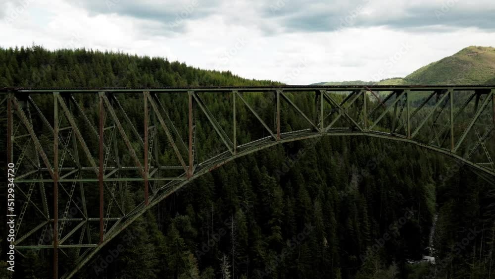 aerial footage 4k of The High Steel Bridge is a truss arch bridge that ...