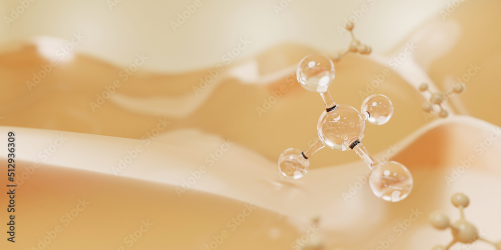 Realistic molecules background. Science illustration of a cream ...