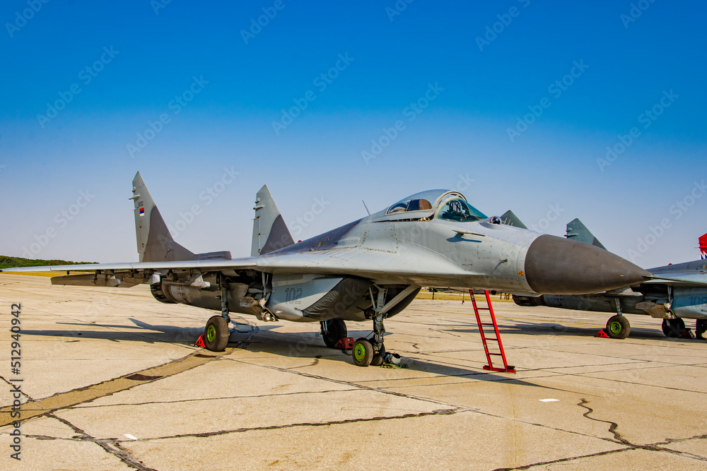 Russian Mig-29 jet fighter aircraft of Serbian Airforce. This multi ...
