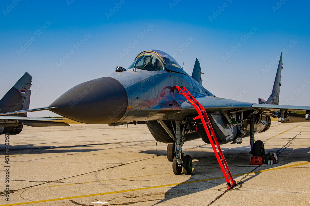 Russian Mig-29 jet fighter aircraft of Serbian Airforce. This multi ...