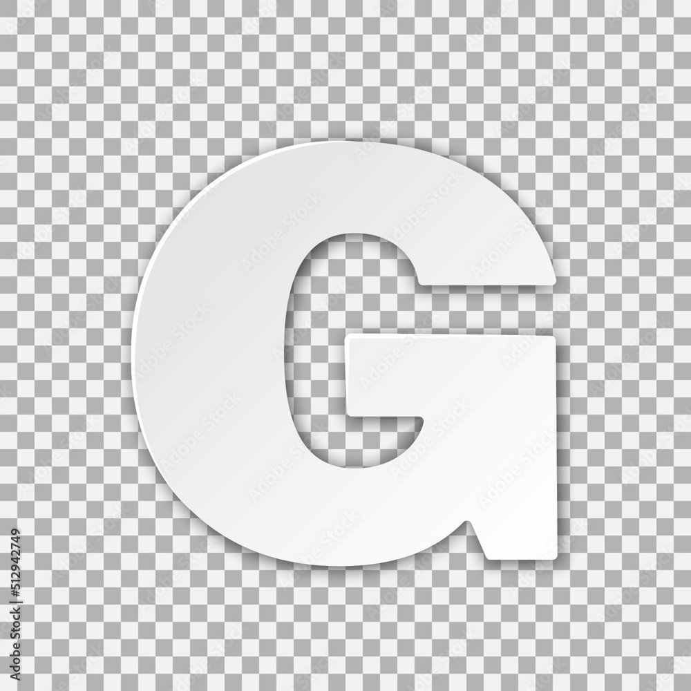 Letter G vector paper cut illustration. Monochrome volumetric font on ...