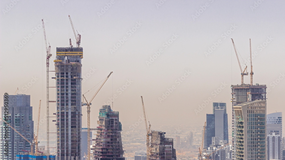 Dubai downtown with large-scale construction of a residential complex ...