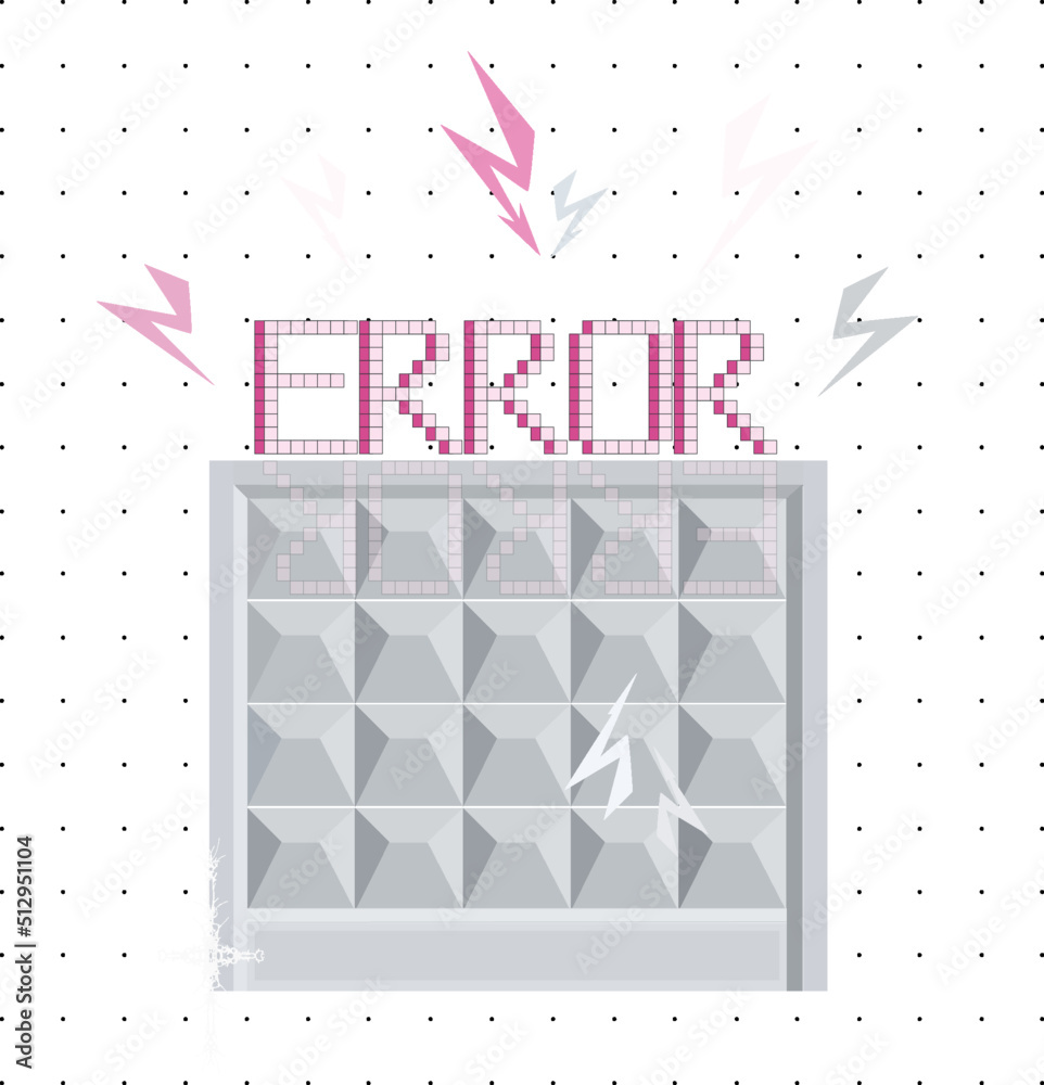 Cute error message with arrows in 8-bit style and polka dot background ...