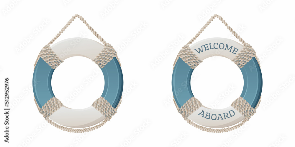 Lifebuoy with ropes, vector illustration, isolated background, cartoon ...