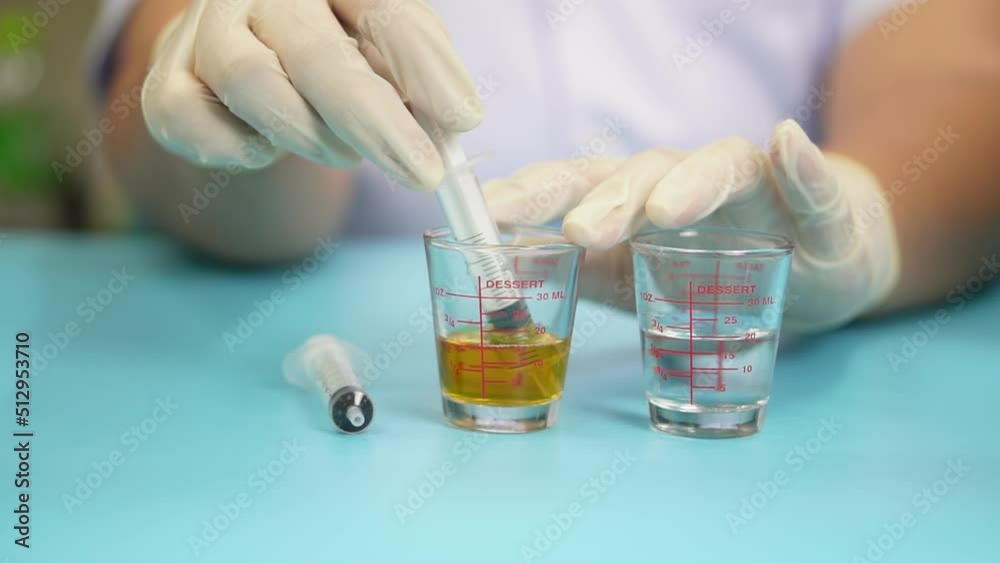 Video showing the technique for diluting iodine solution into a ...