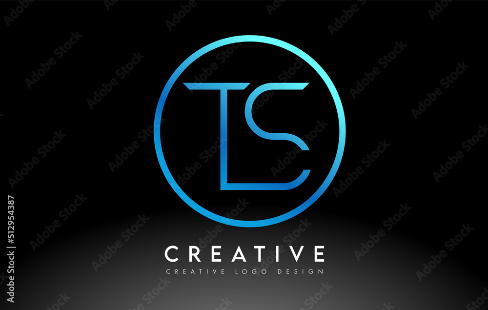 Neon Blue TS Letters Logo Design Slim. Creative Simple Clean Letter ...