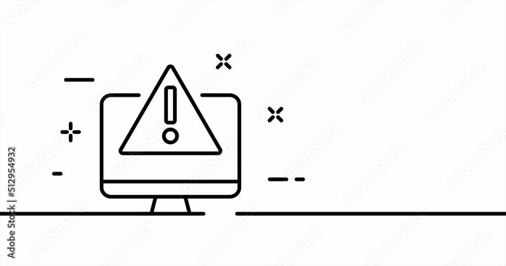 Computer with warning sign. Danger, warn, antivirus, user, personal ...