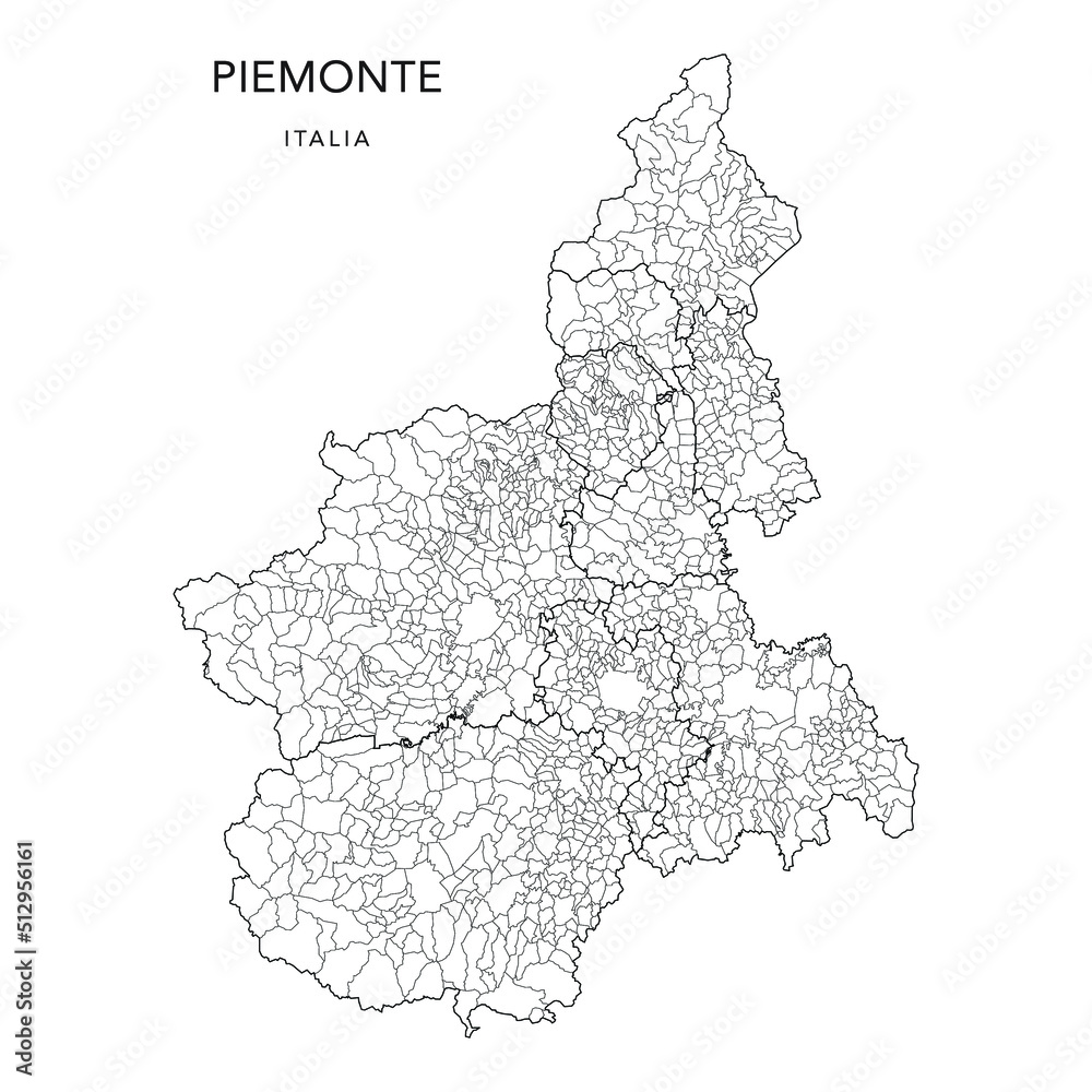 Vector Map of the Geopolitical Subdivisions of the Region of Piedmont ...
