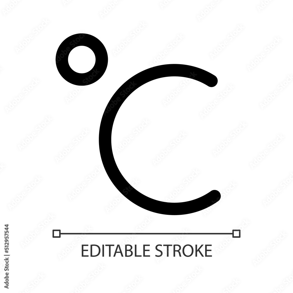 Celsius temperature scale white linear ui icon. Measuring temperature ...
