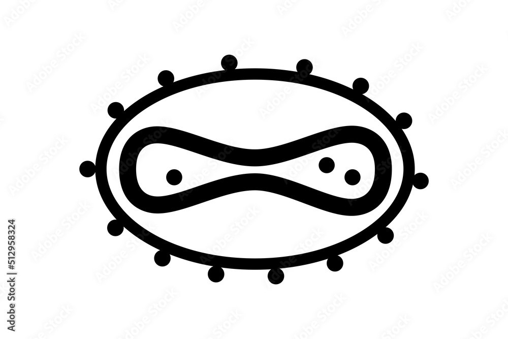 Monkeypox virus linear icon. Monkey pox bacteria cell infection ...