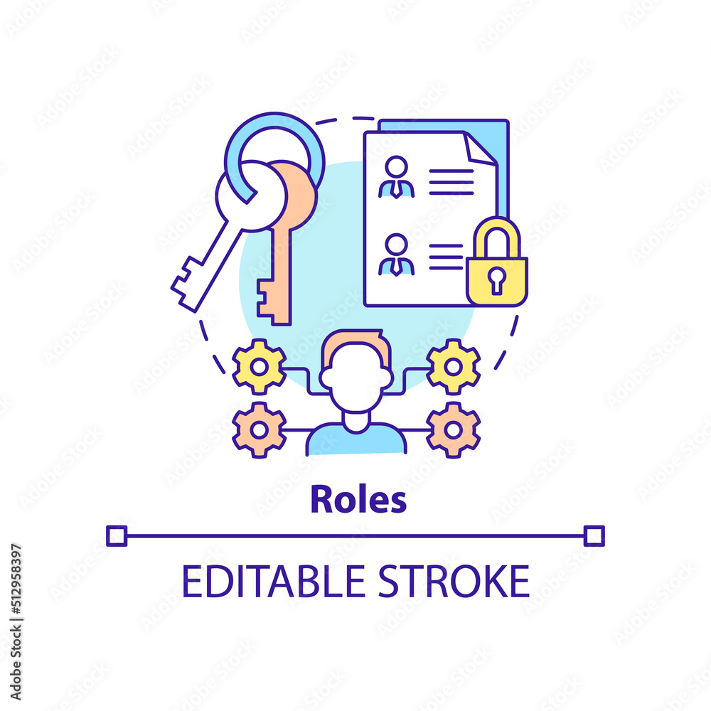 Roles concept icon. Identity management capability abstract idea thin ...