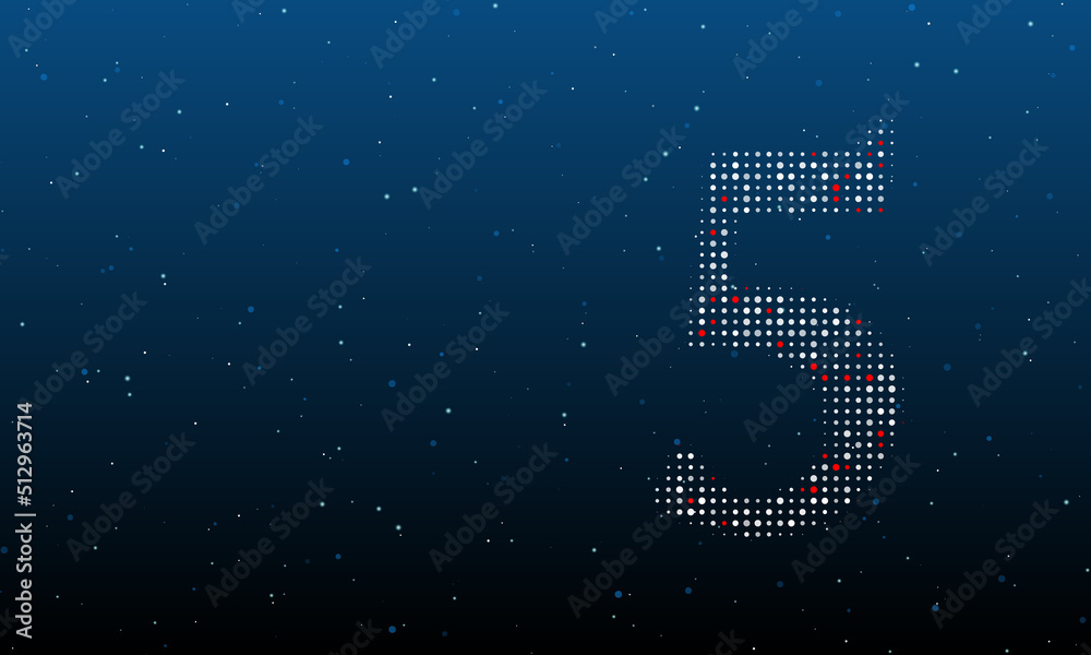 On the right is the number five symbol filled with white dots ...