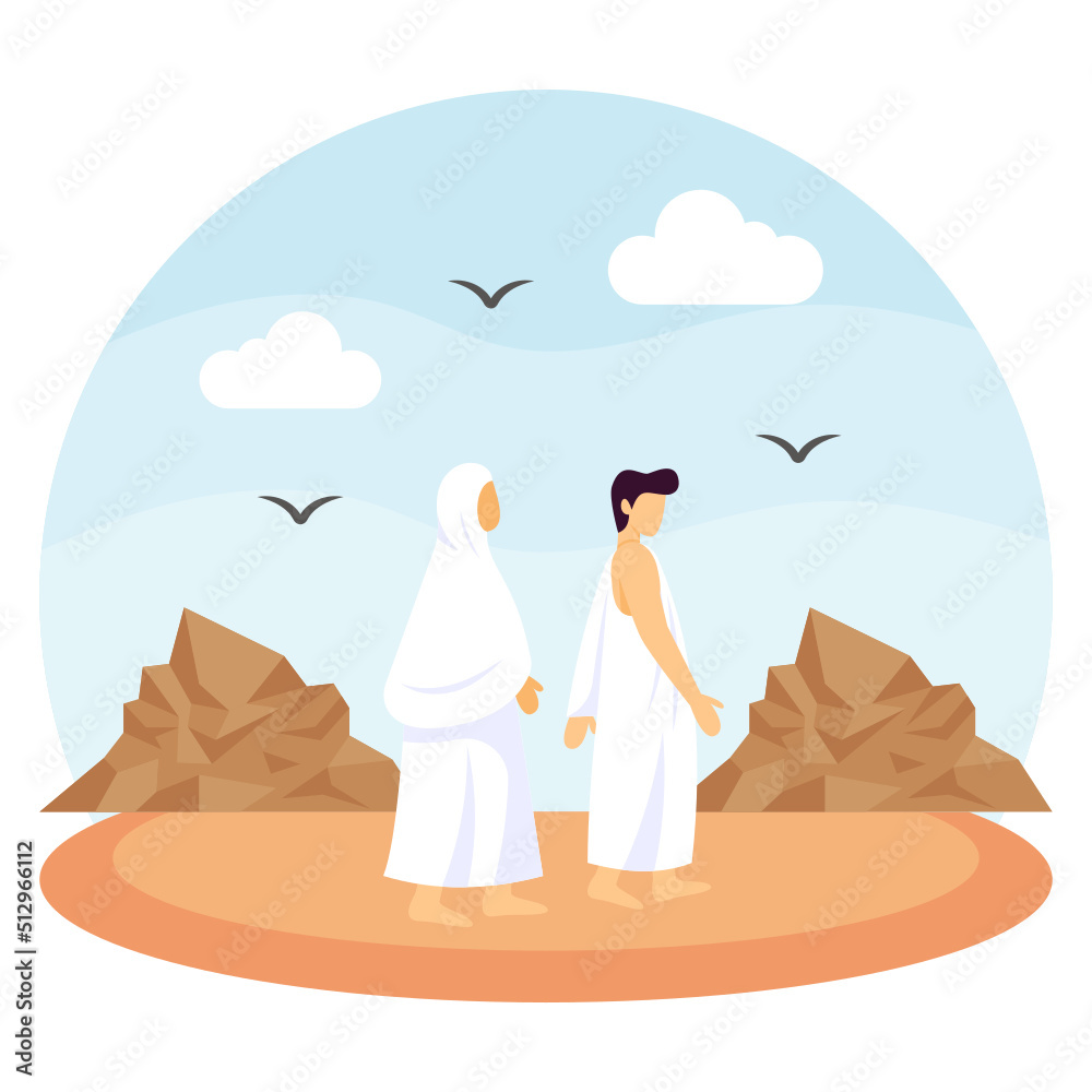 Pilgrimage moving to Mina concept, Person Wearing Ihram for Umrah ...