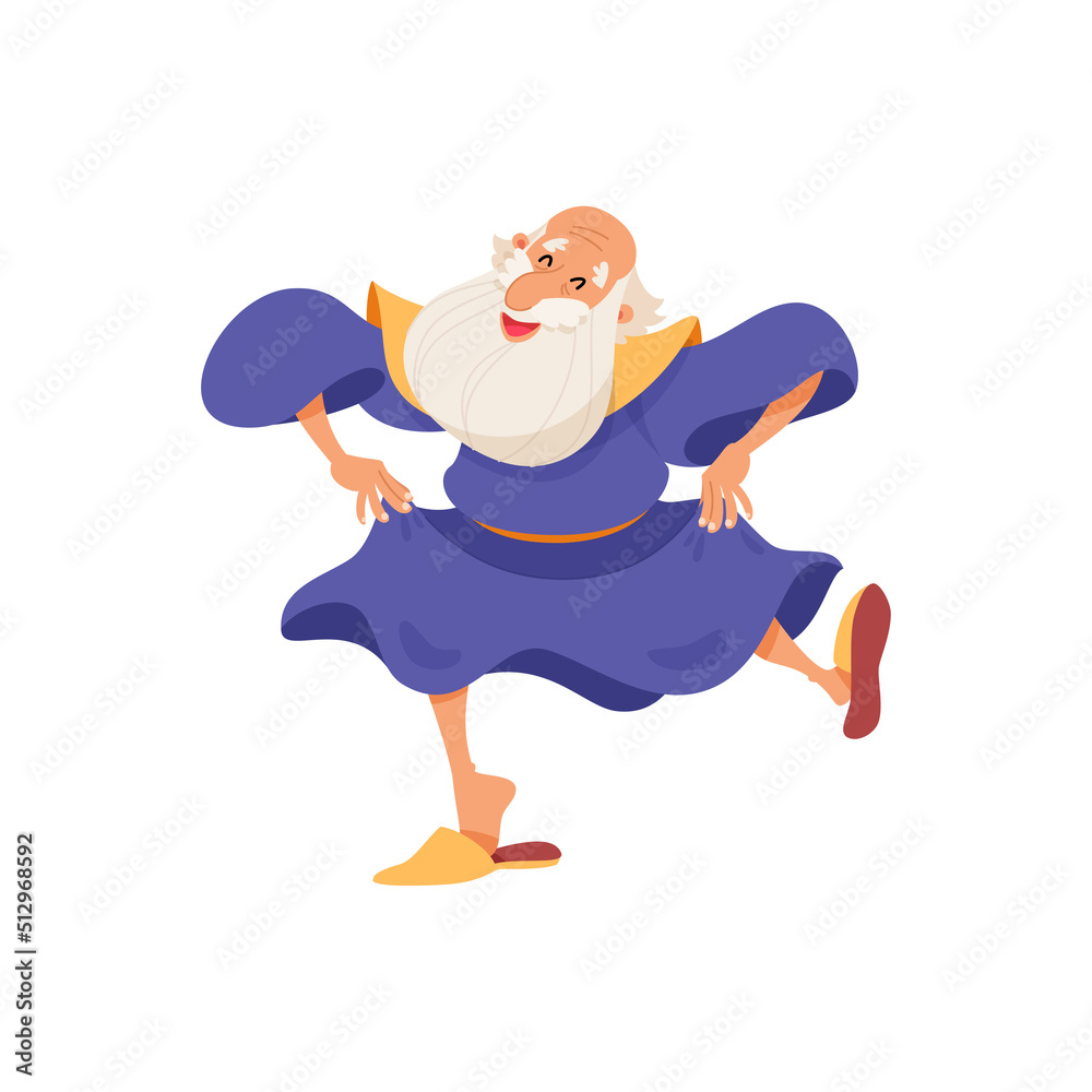 Dancing wizard. Cartoon illustration of a funny elderly sorcerer ...