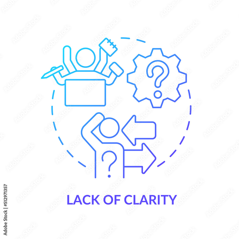 Lack of clarity blue gradient concept icon. Disorder and chaos. Barrier ...
