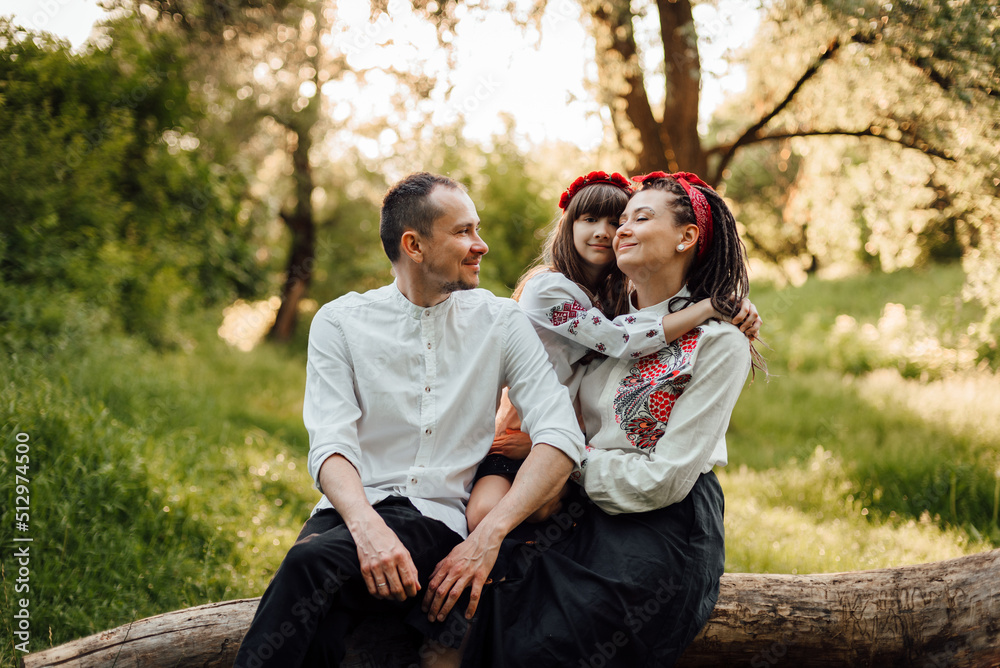 Ukrainian family in traditional embroidery clothes called vyshyvanka ...