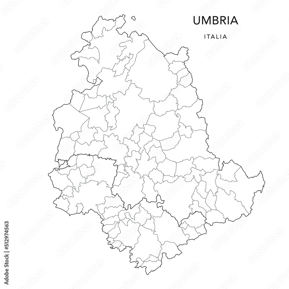 Vector Map of the Geopolitical Subdivisions of the Region of Umbria ...