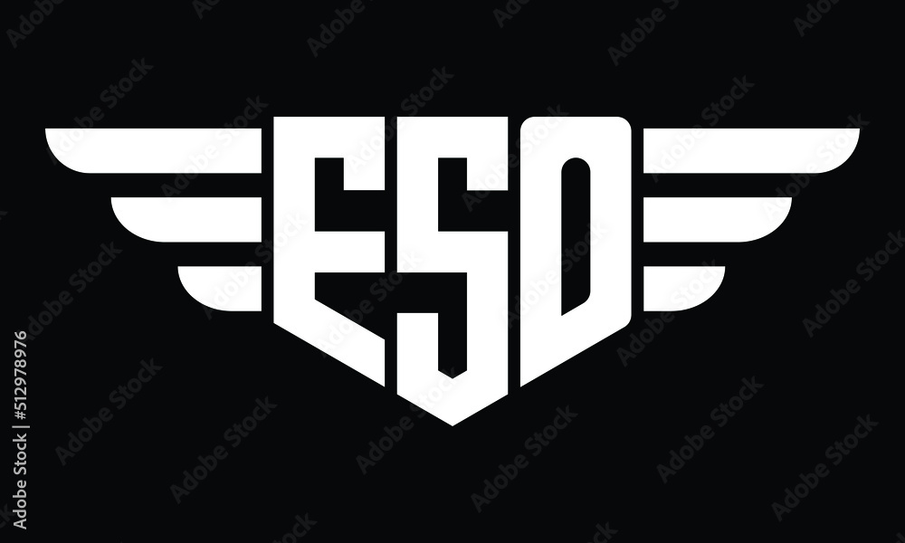 ESO three letter logo, creative wings shape logo design vector template ...