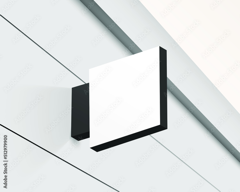 Logo signage mock up. Square metal sign template for design. Blank ...