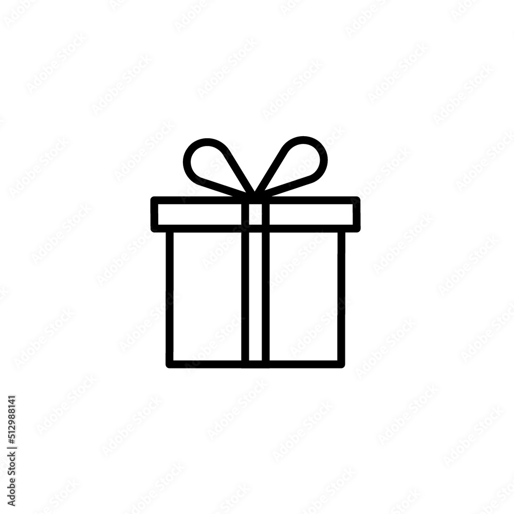 Present line vector icon for website or app and logo on white ...