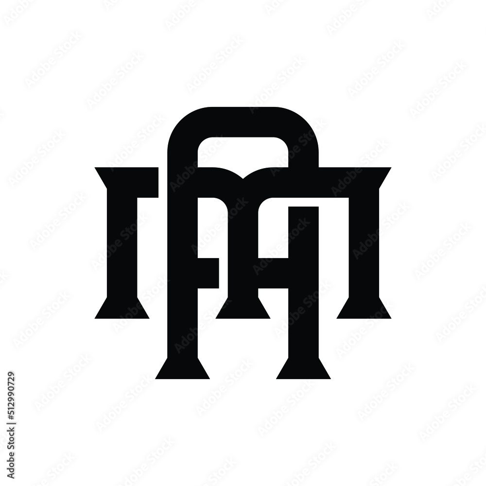 Monogram Initial letter M and A, M A, AM , overlapping interlock ...