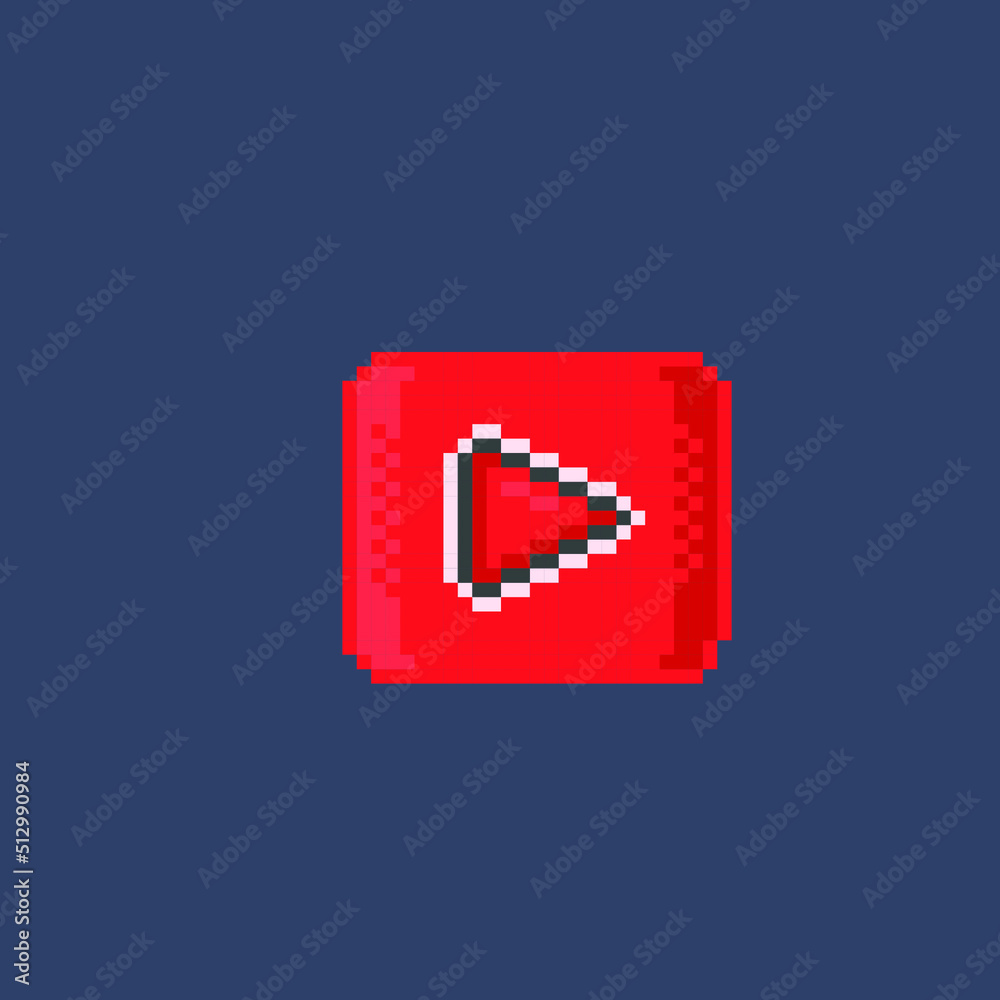red play button in pixel art style Stock Vector | Adobe Stock