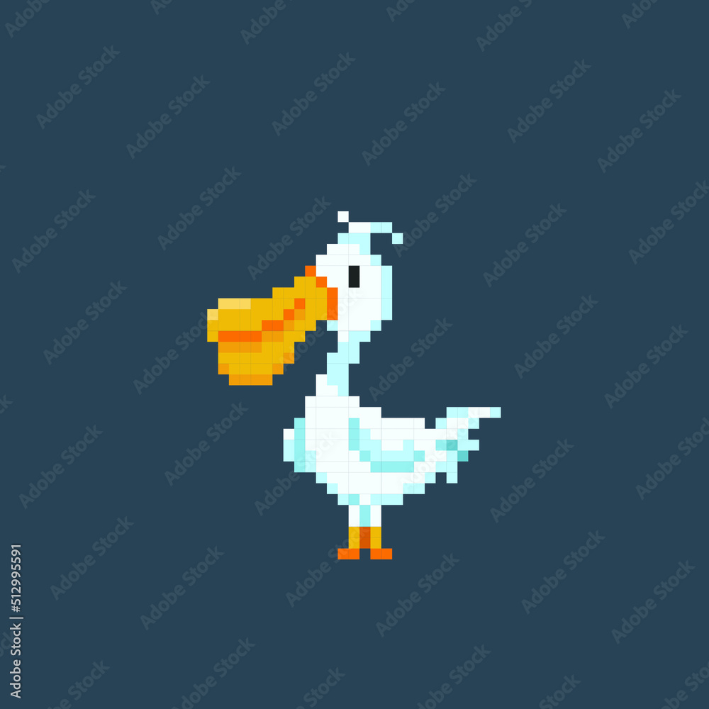 pelican bird in pixel art style Stock Vector | Adobe Stock