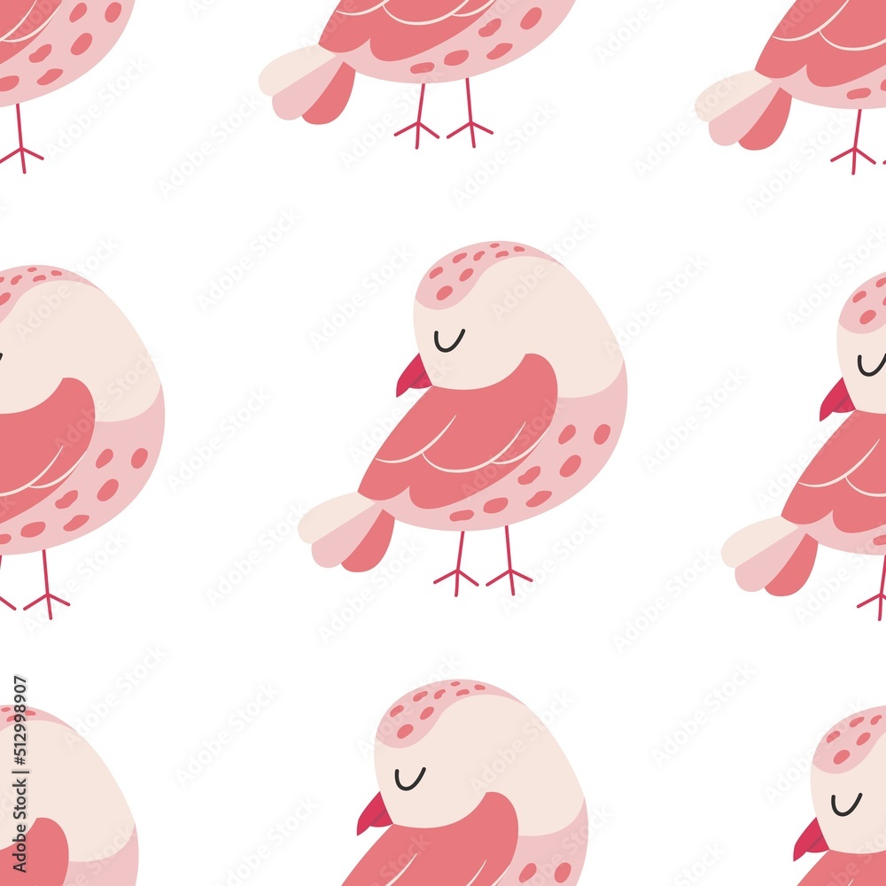Colorful birds seamless pattern. Exotic birds in different print poses ...