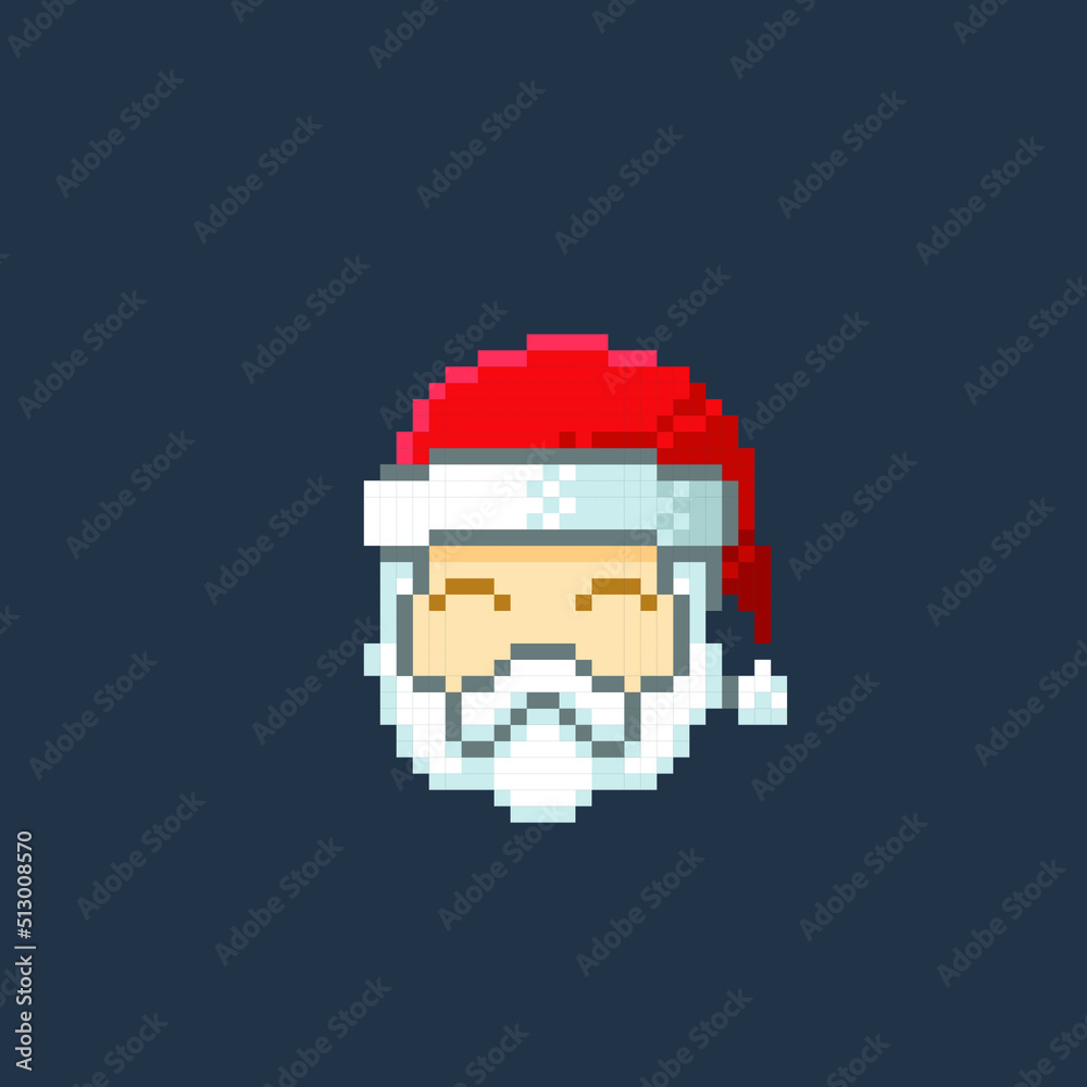 santa clause head in pixel art style Stock Vector | Adobe Stock