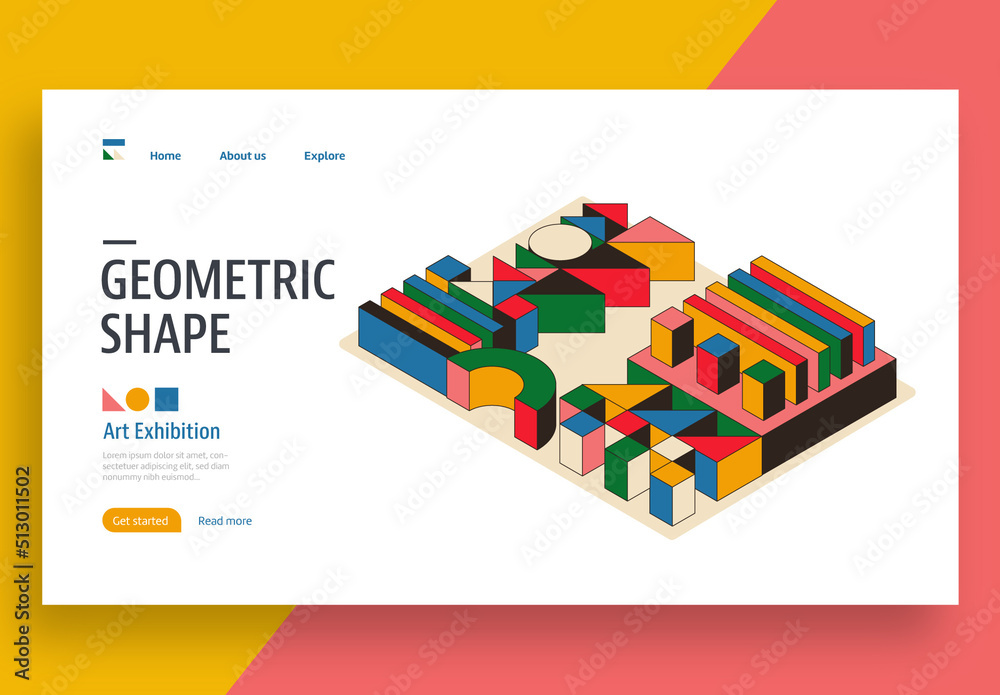 Website Landing Page Template with Geometric Shapes Stock Template ...
