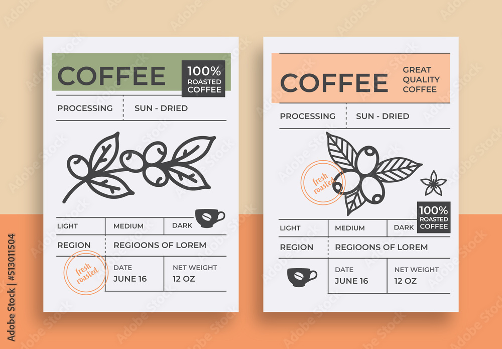 Vintage Coffee Label Layout for Package Stock Template | Adobe Stock
