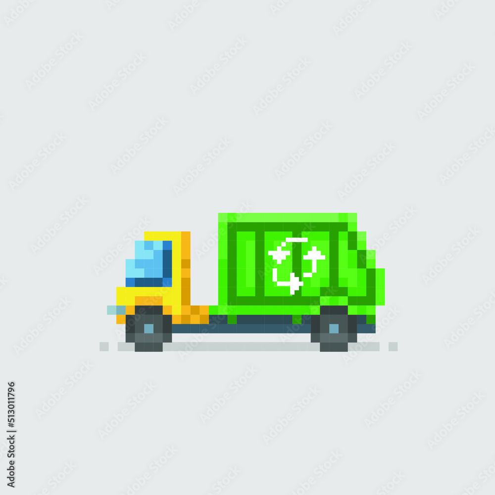garbage truck in pixel art style Stock Vector | Adobe Stock