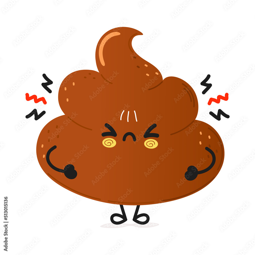 Cute angry poop character. Vector hand drawn cartoon kawaii character ...