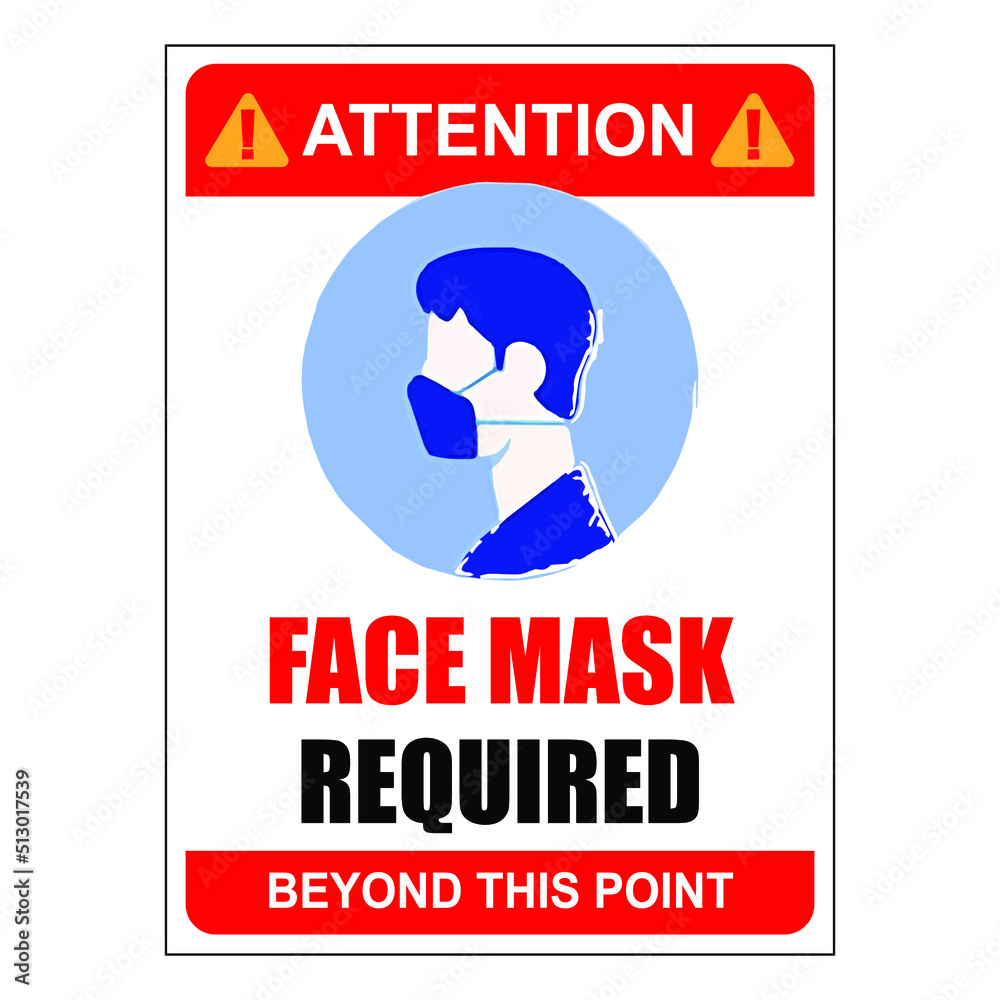 Face Mask required Poster - No Entry - Face Mask Required Sign - Please ...
