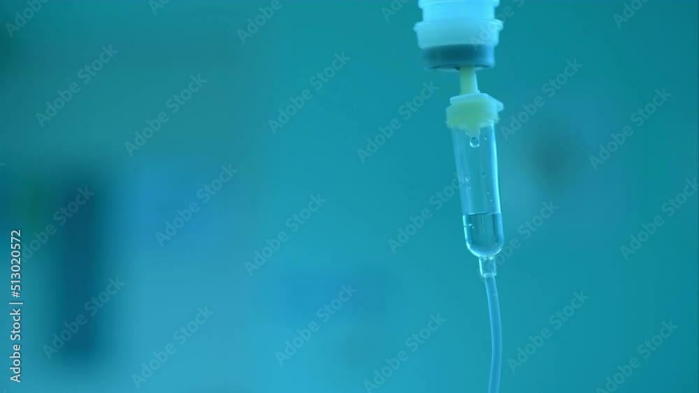 Dripping saline, Dripping medical perfusion close up equipment in ...