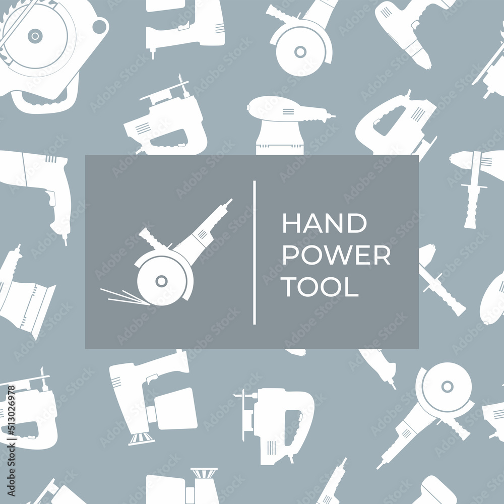 Construction tool. Power electric hand tools. Logo.Set tools for wood ...